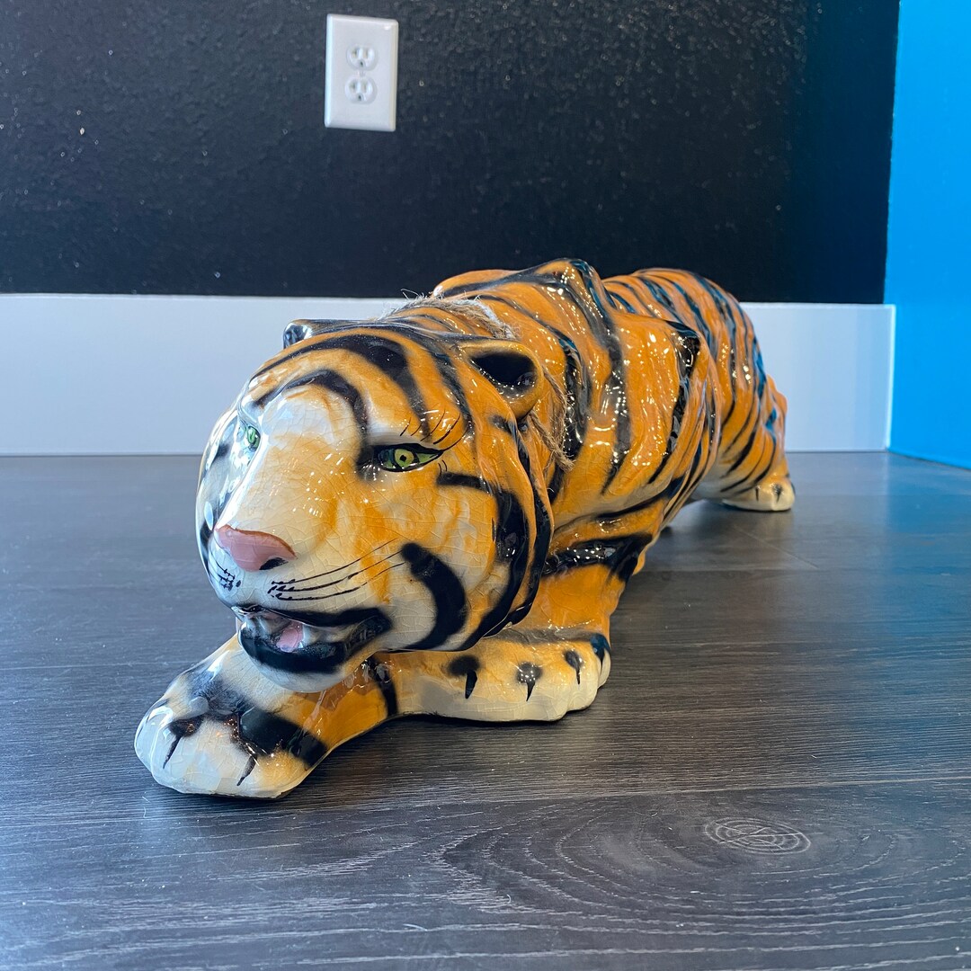Vintage Ceramic Couching Tiger Decorative Figurine - Etsy