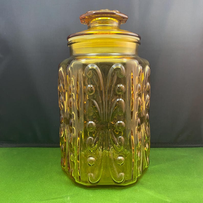 Vintage Federal Glass, Amber Show off Canister - Etsy