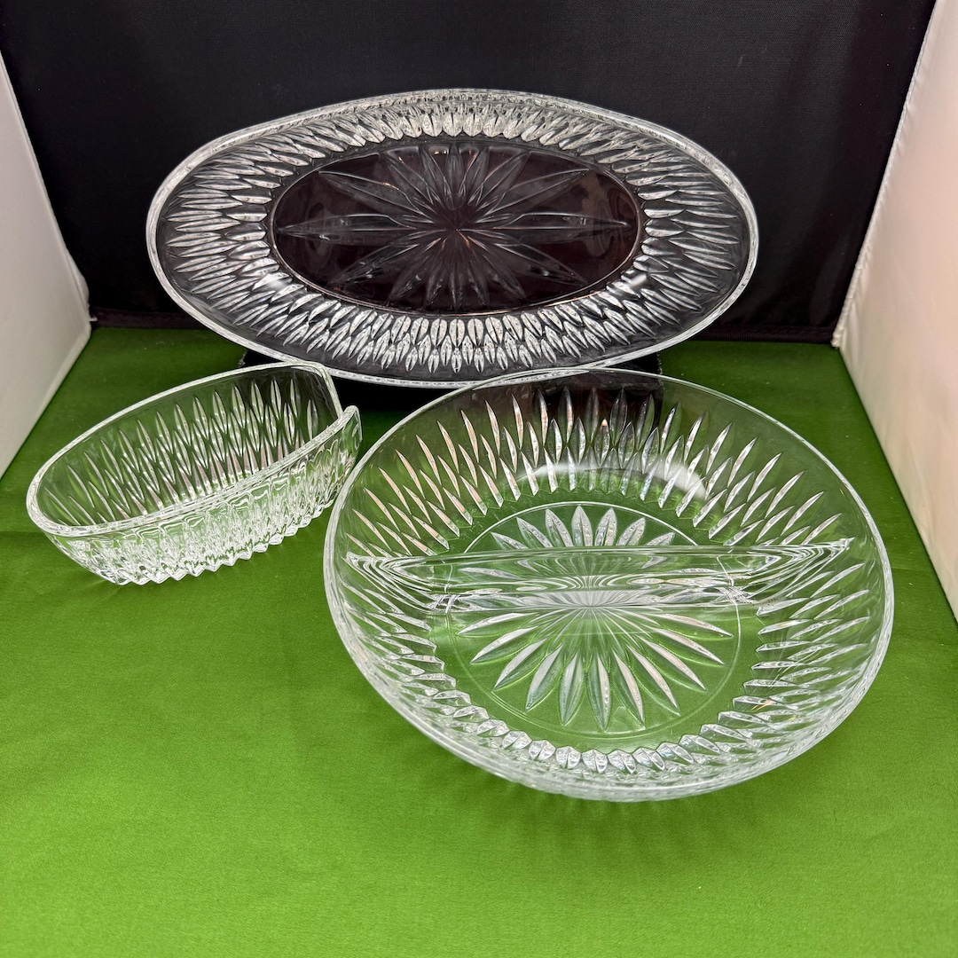 Vintage Princess House Crystal Buffet Dishes: Highlights Pattern (sold ...