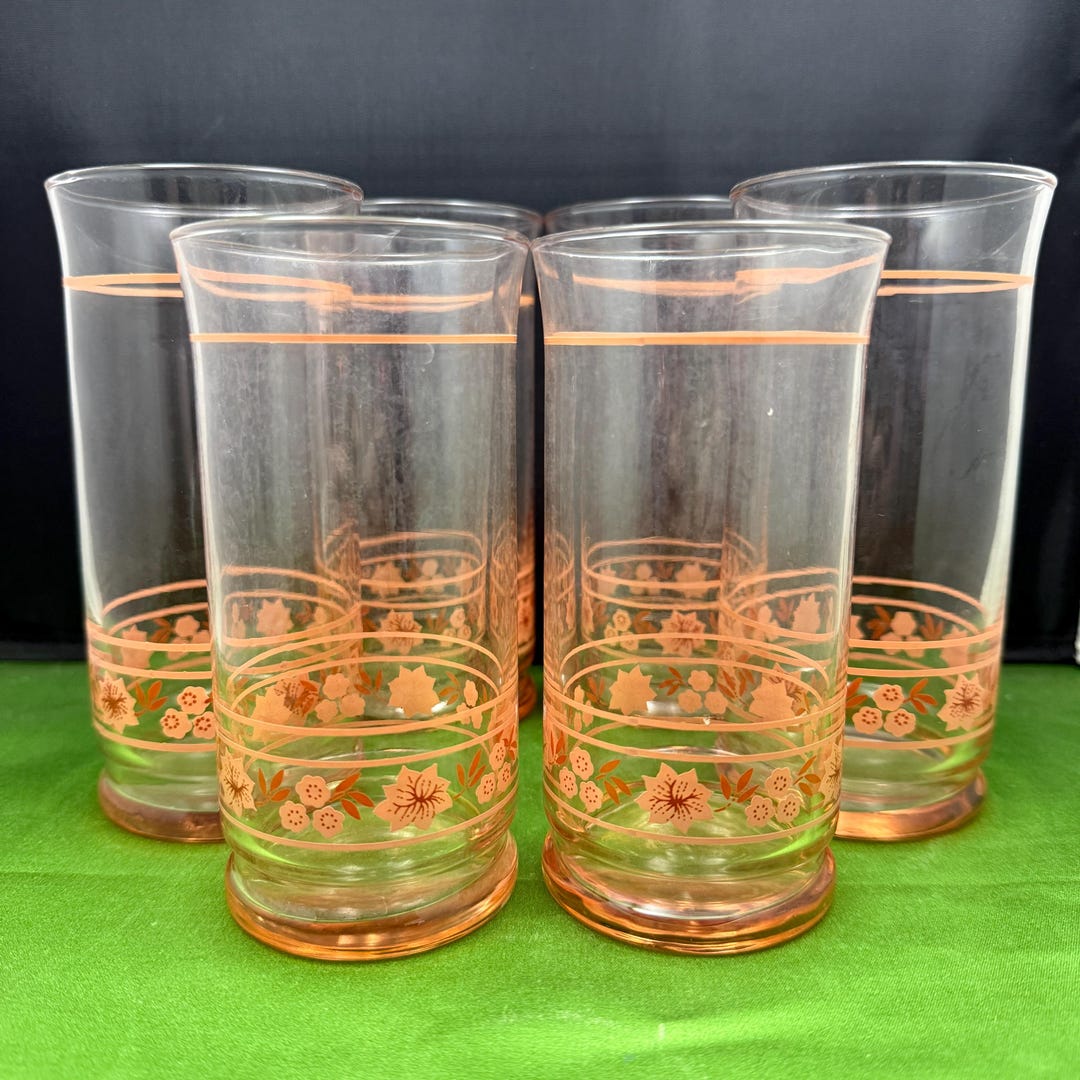 Vintage Libbey Misty Rose Glasses: Pink Peach Floral Tea or Juice Pair ...