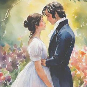 Wall Art Print, Pride and Prejudice Jane Austen Regency Watercolor ...