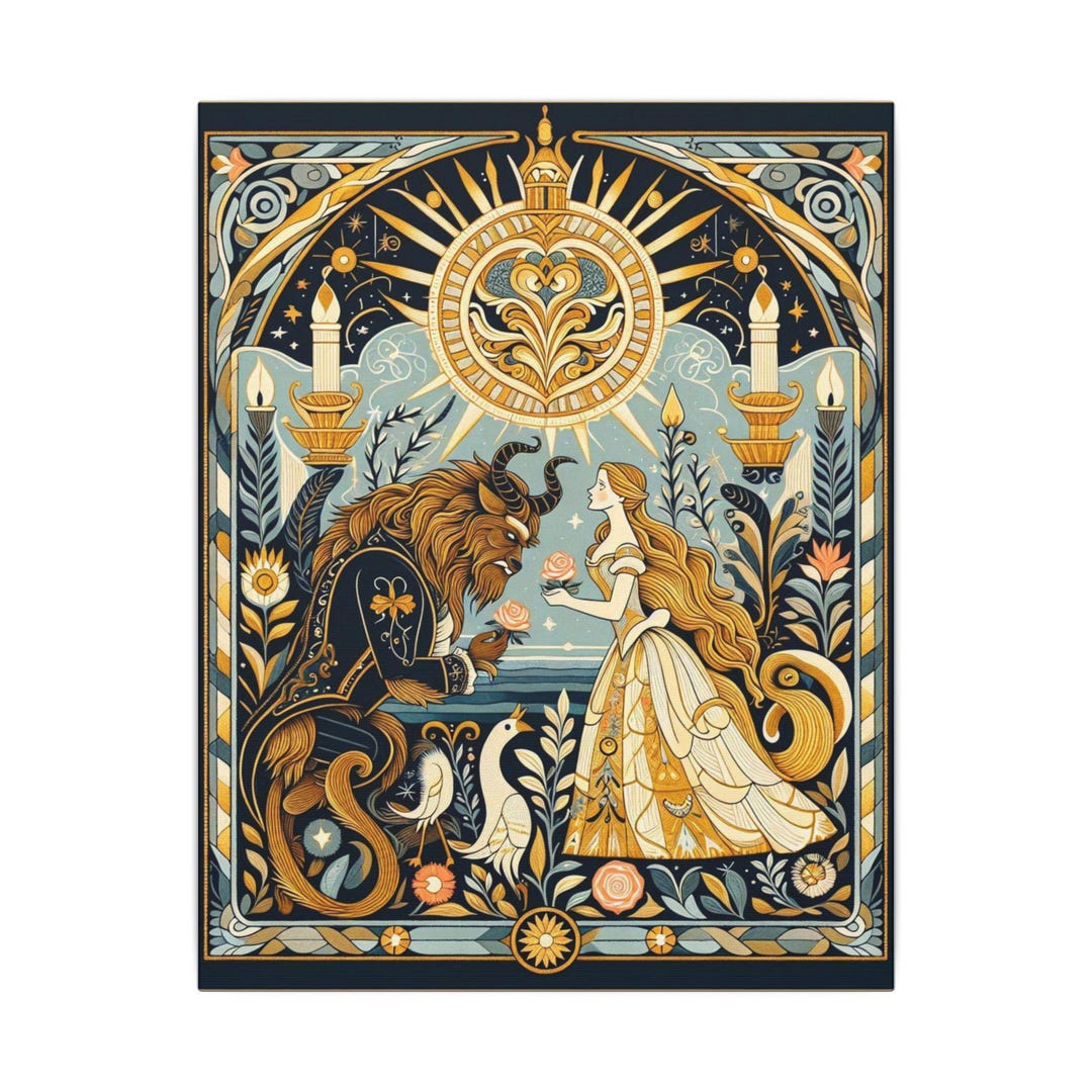 Canvas Wall Art, Beauty and the Beast Fairytale Love Story Decor ...