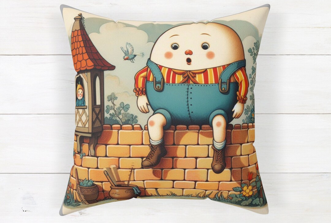 Humpty Dumpty, Square Pillow, Nursery Rhyme, Pillow, Library, Book Nook ...