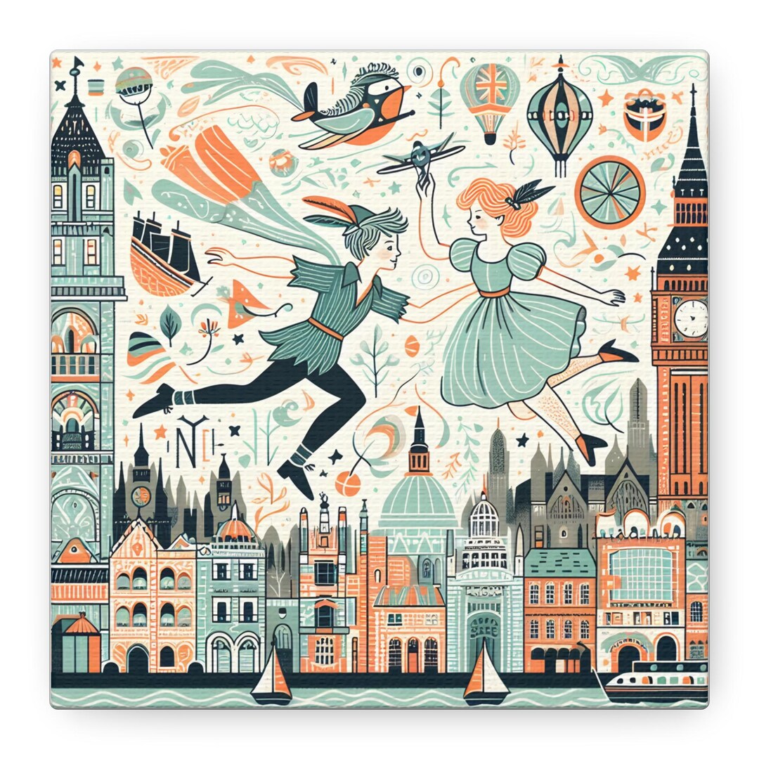 Peter Pan Canvas Print, Literary Nursery Decor, JM Barrie Art - Etsy