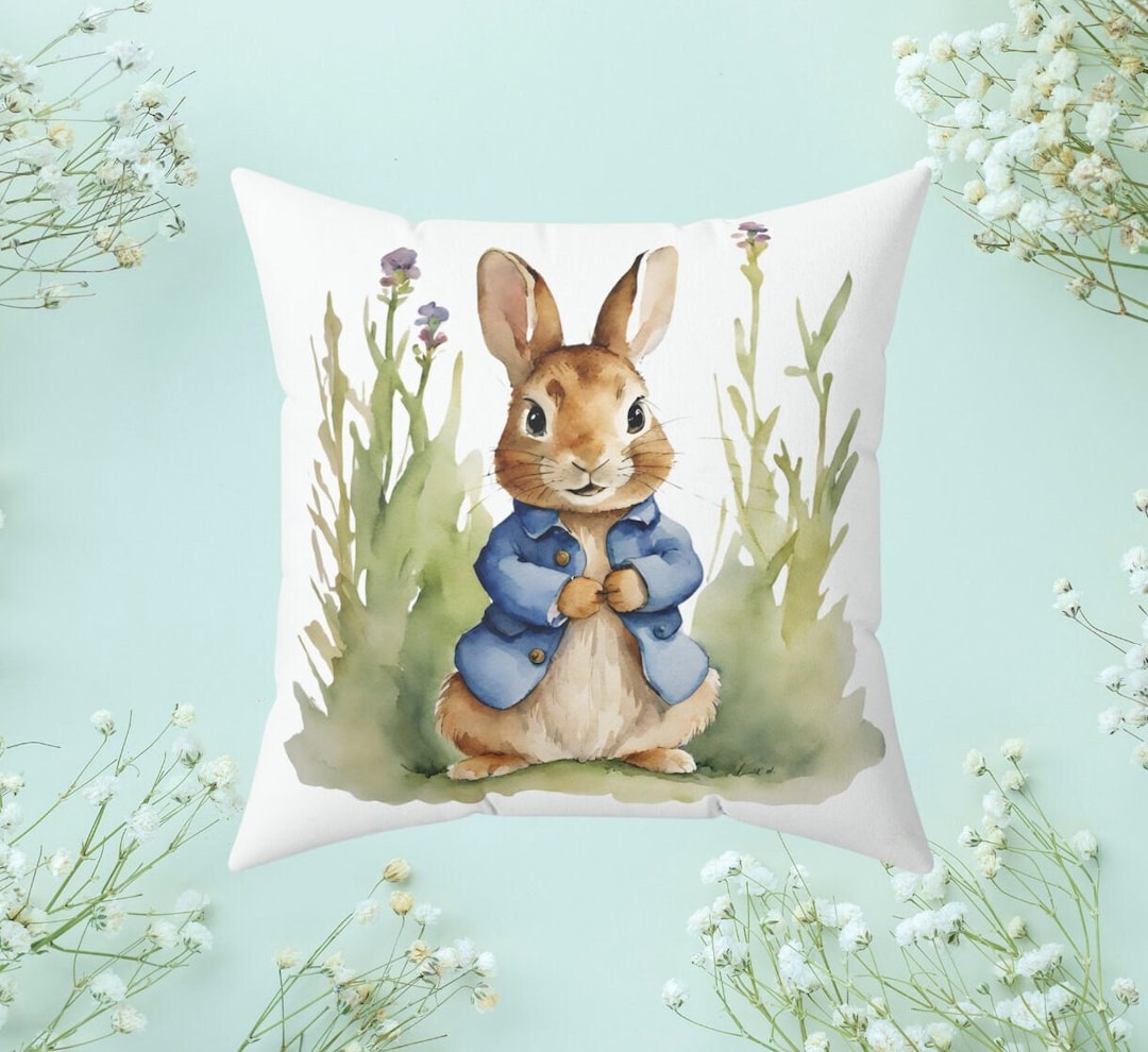 Peter Rabbit, Beatrix Potter, Spring, Easter, Square Pillow, Literary ...