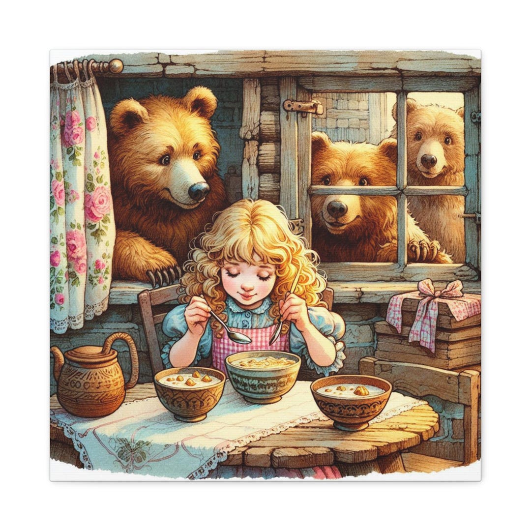 Goldilocks and the Three Bears Canvas Art: Fairy Tale Nursery Decor - Etsy