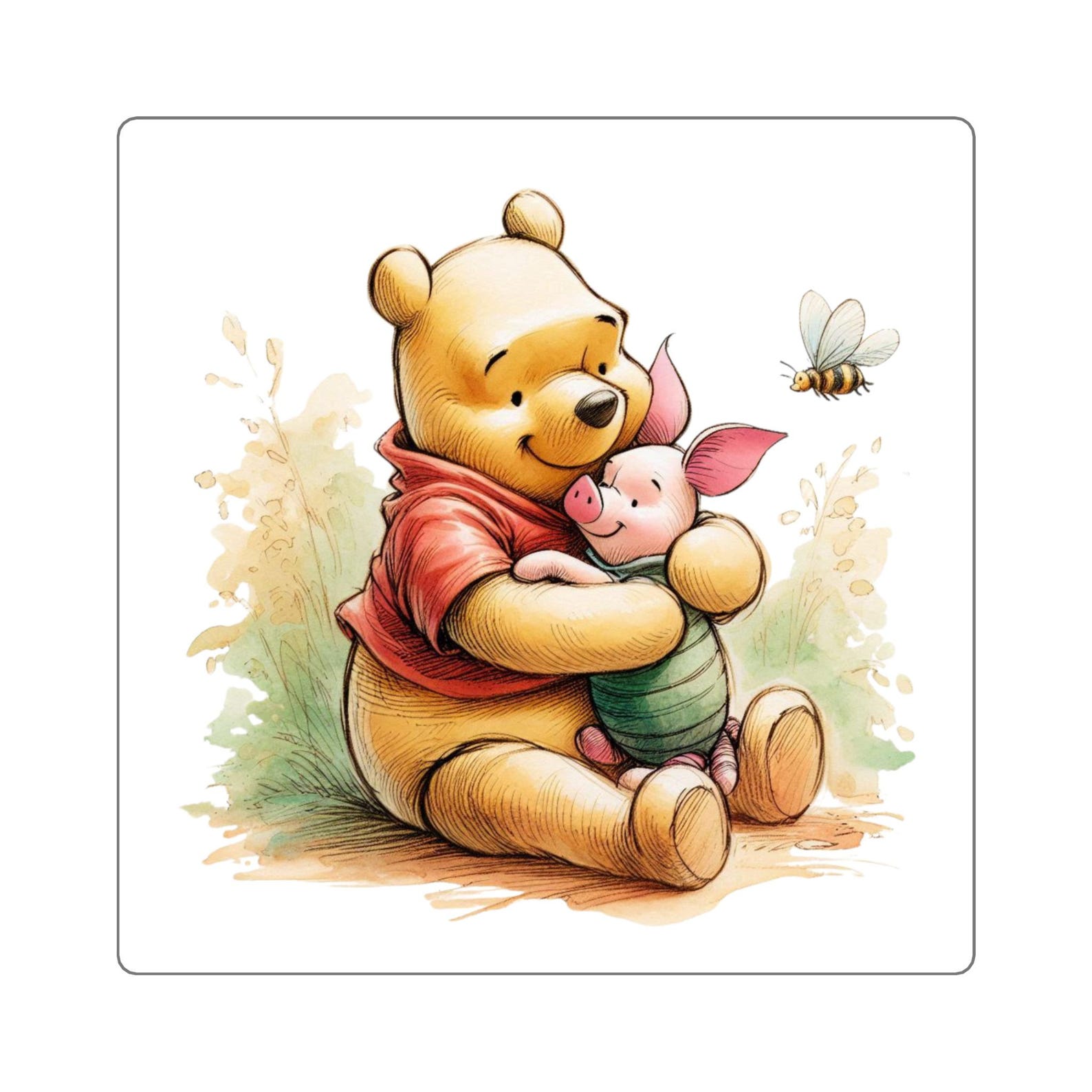 Winnie Pooh & Piglet Square Stickers: Nursery Decor, Laptop Decals - Etsy