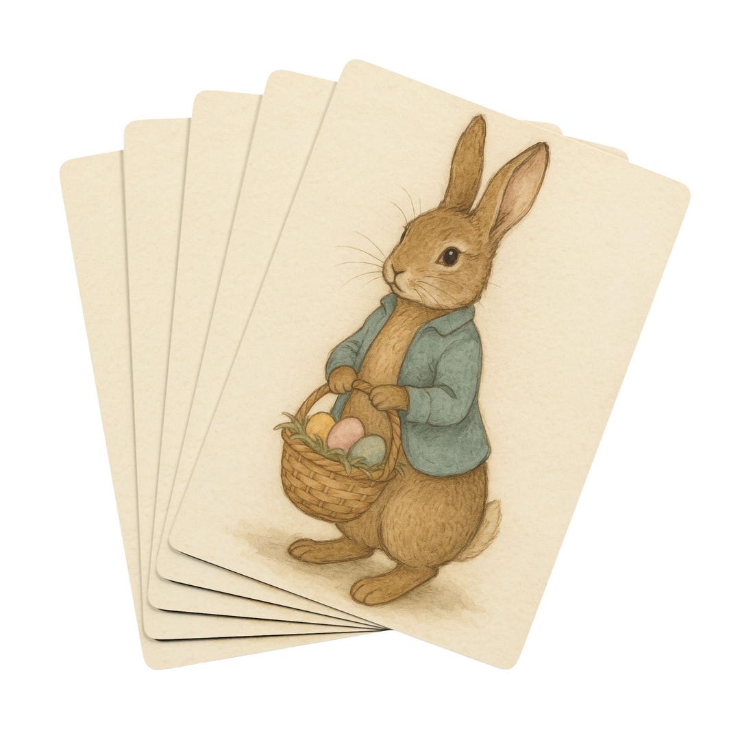 Peter Rabbit Card Game | Easter Bunny Illustration Poker Playing Cards ...
