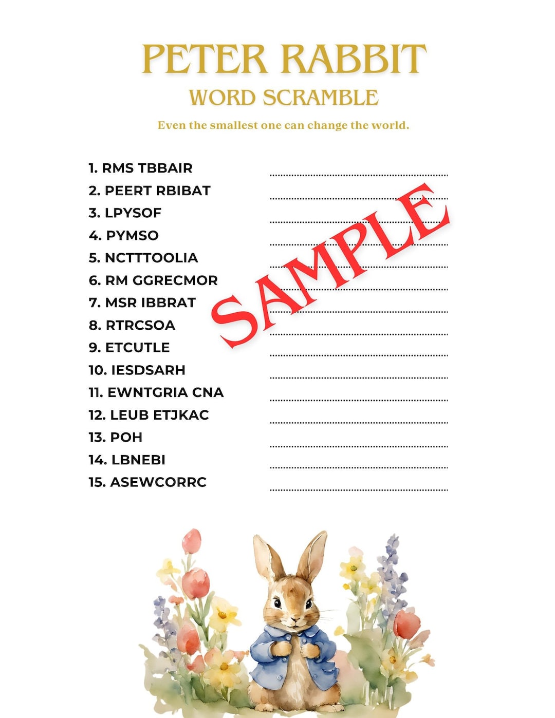 Peter Rabbit, Game, Beatrix Potter, Shower, Nursery, Baby, Word ...