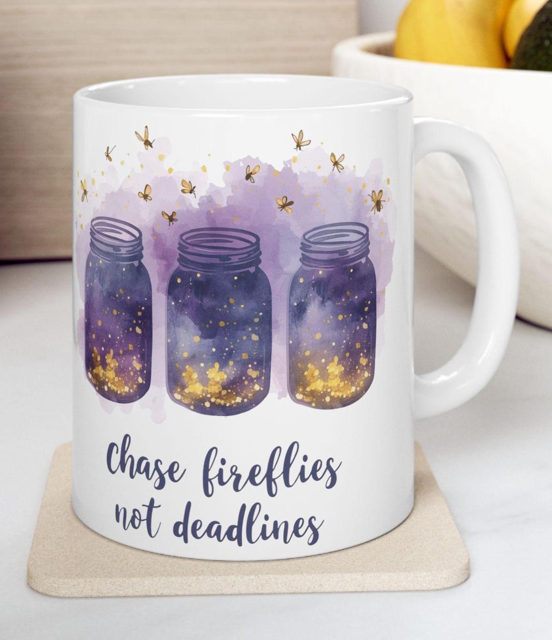 Cottagecore Firefly Mug | Chase Fireflies Not Deadlines Ceramic Cup - Etsy