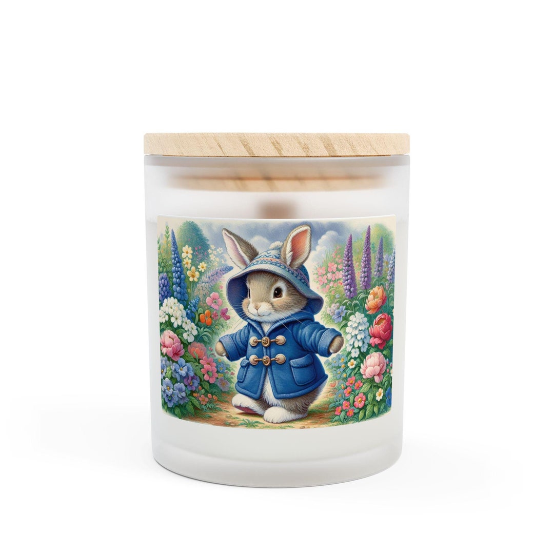 Peter Rabbit Frosted Glass Candle, Wooden Wick, Beatrix Potter Decor - Etsy