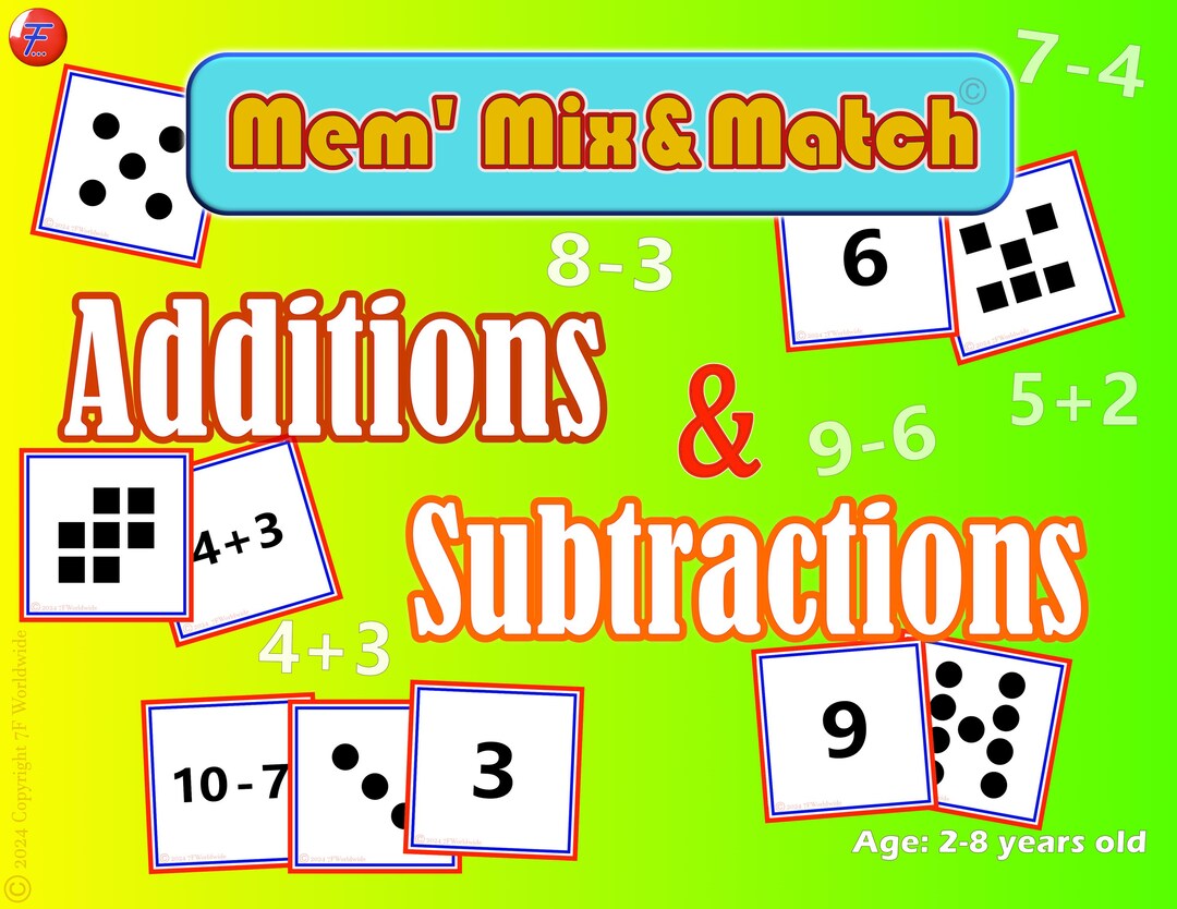 Memory Mix and Match , Mem' Mix & Match Addition Subtraction Game ...