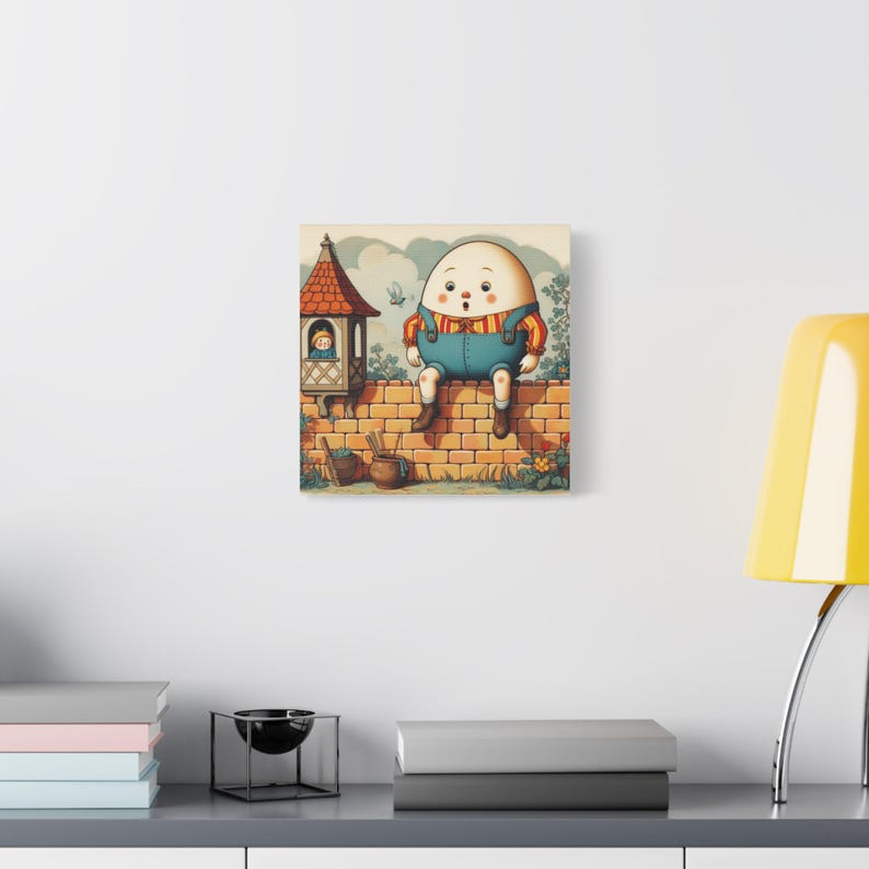 Humpty Dumpty Matte Canvas Art: Nursery Rhyme Book Nook Decor - Etsy