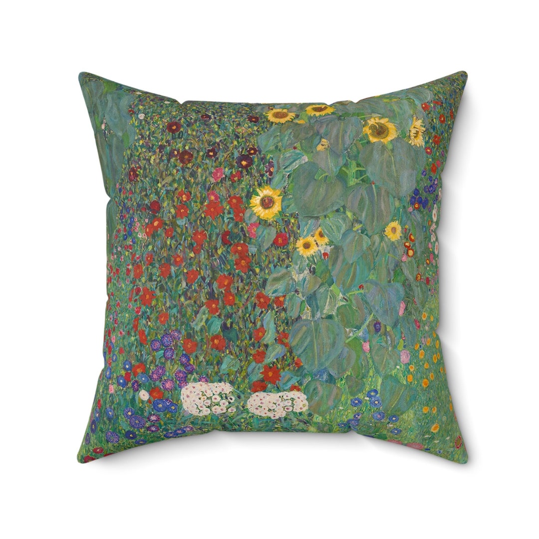 Gustav Klimt, Farm Garden, Sunflowers, Square, Pillow, Summer, Home ...