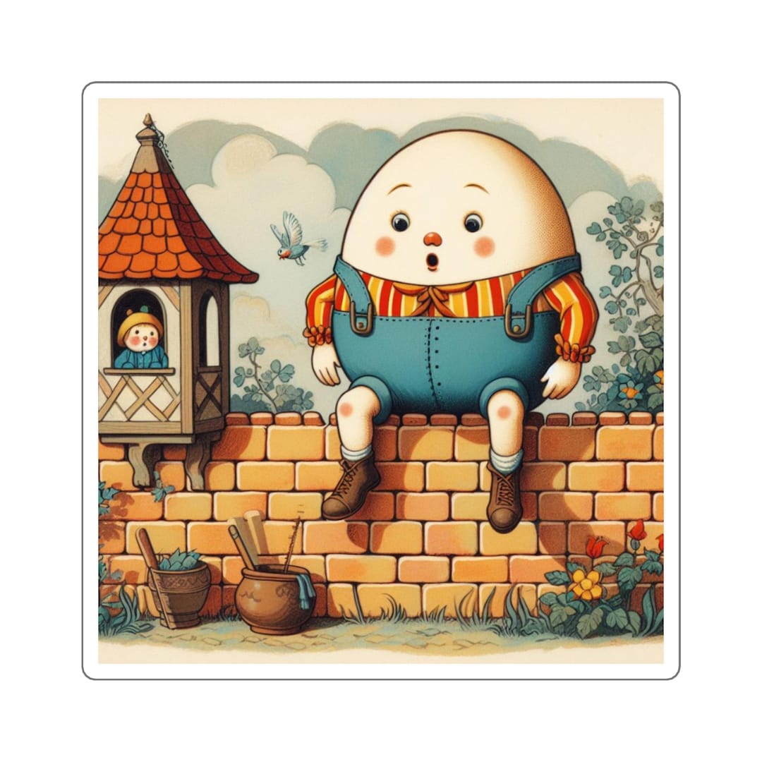 Whimsical Humpty Dumpty Square Stickers, Cute Childrens Decor, Fun ...