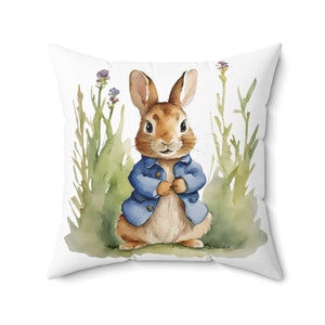 Peter Rabbit, Beatrix Potter, Spring, Easter, Square Pillow, Literary ...