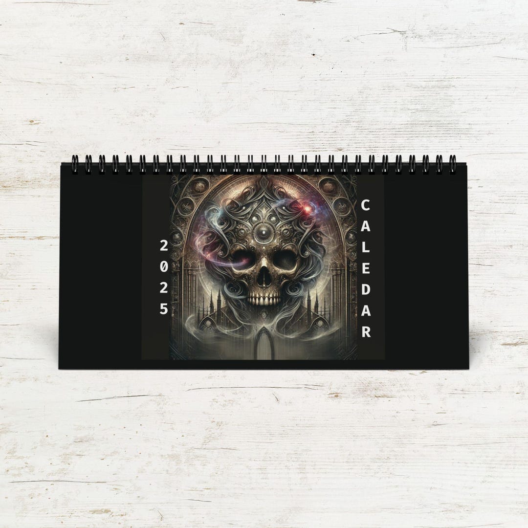 Gothic Skull Desktop Calendar, 2025 Grid, Skull Art, Holiday Gift, Home ...