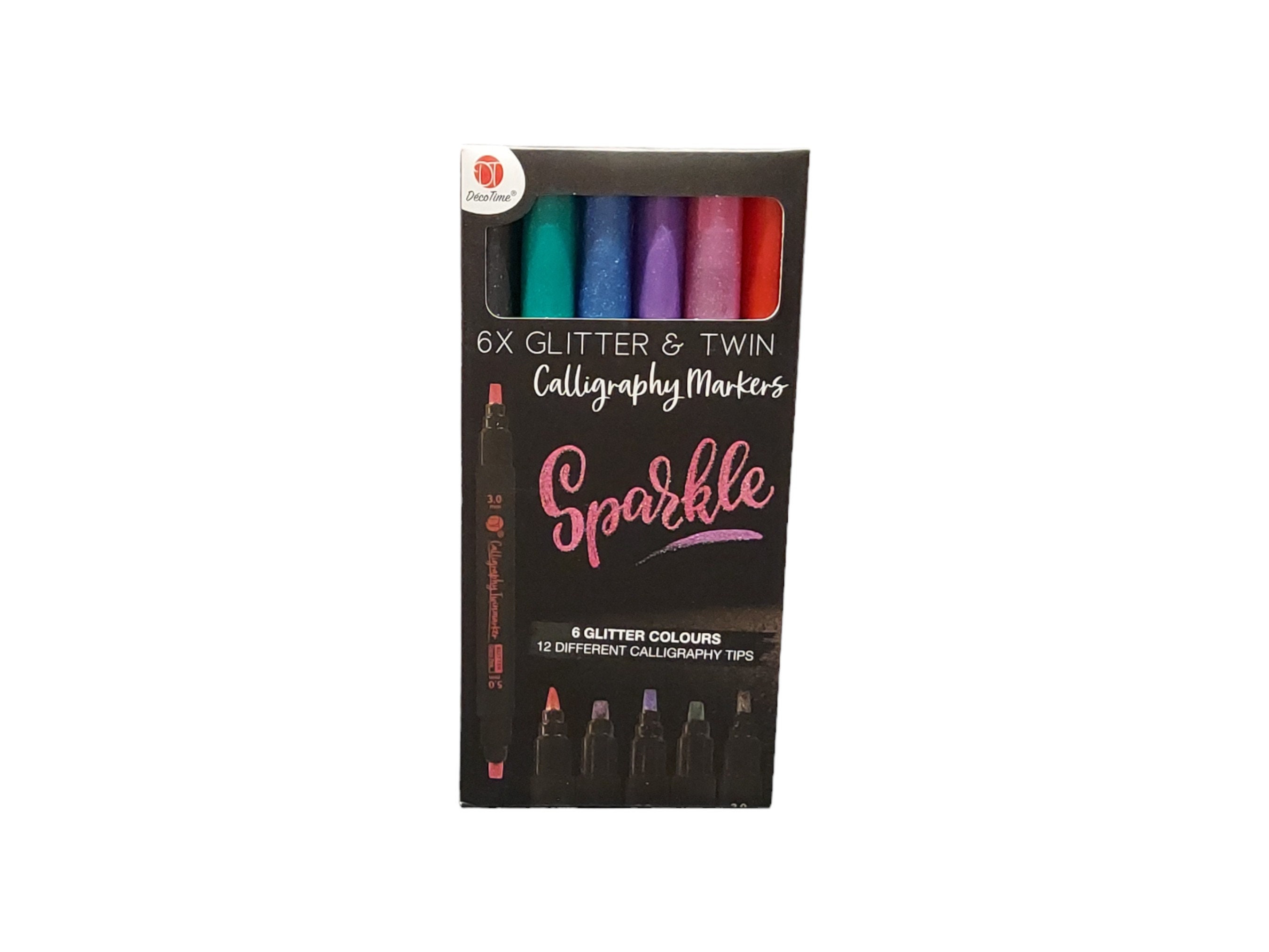 6x Glitter Twin Calligraphy Markers Decotime Give Some Metallic Colour to Your Artwork With These Amazing Twin Markers Etsy