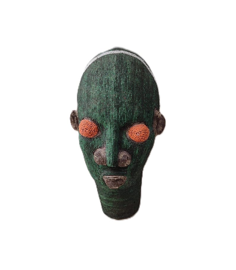 Bamiléké Cameroon Beaded Head African Terracotta and Beaded Sculpture ...