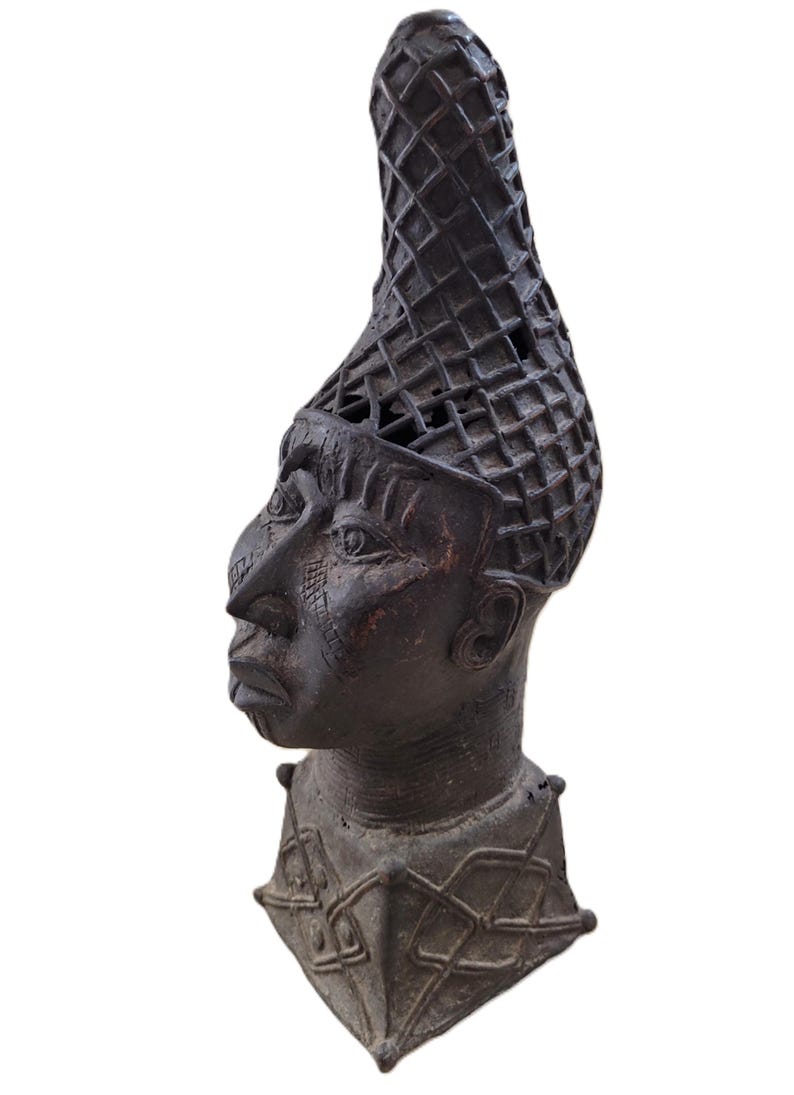 Ife Head in Bronze Benin Kingdom Queen Mother (iyoba) Bini Edo Nigeria ...