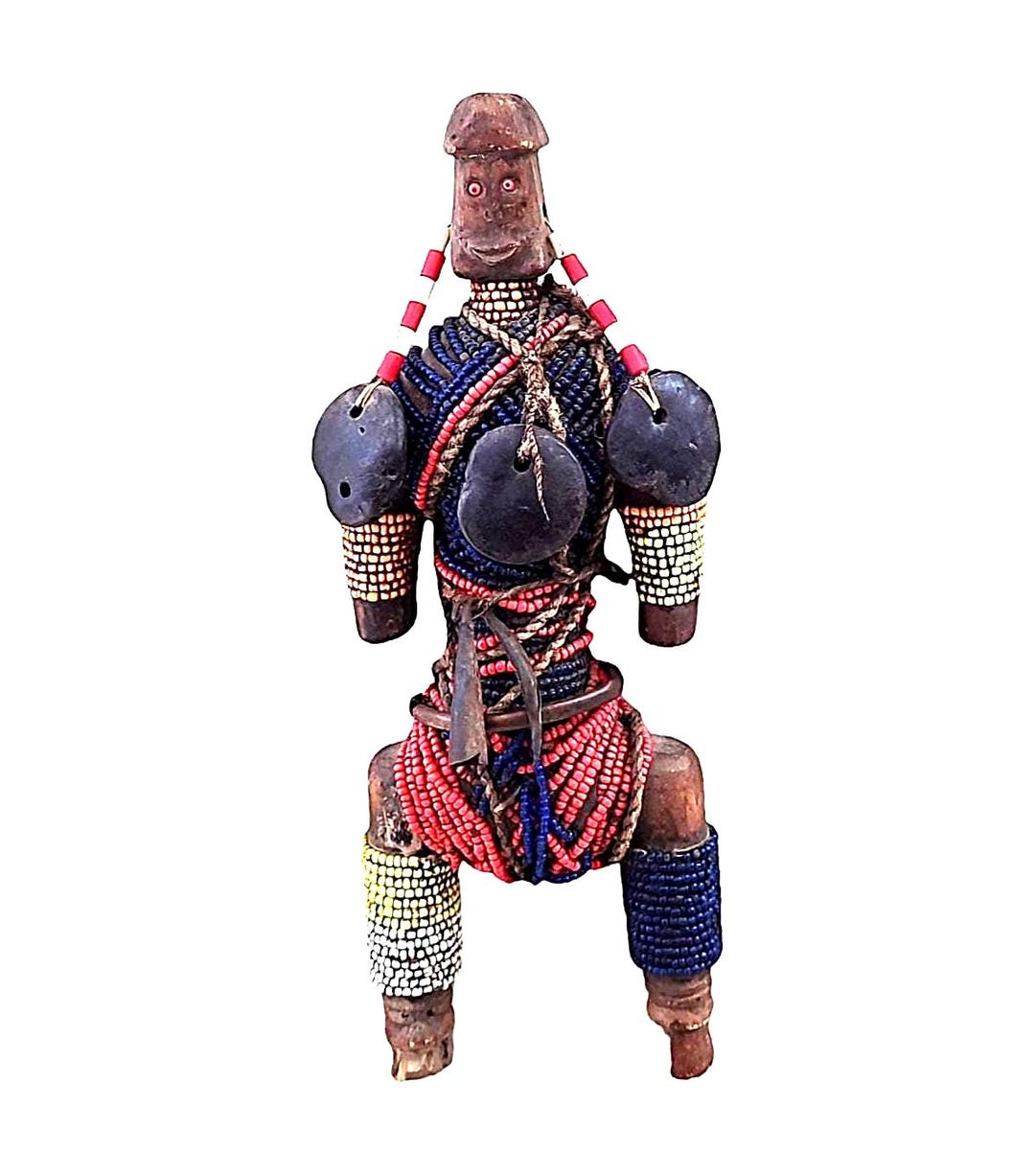 Antique Polychrome Namji Dowayo Fertility Doll Cameroon Beads H 42 Cm ...