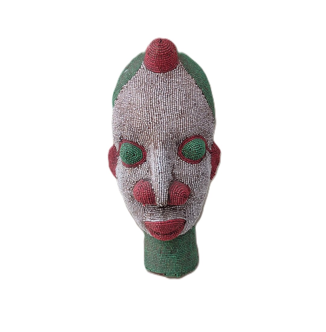 Beaded Head Bamiléké Cameroon Sculpture Terracotta Beads African Art ...