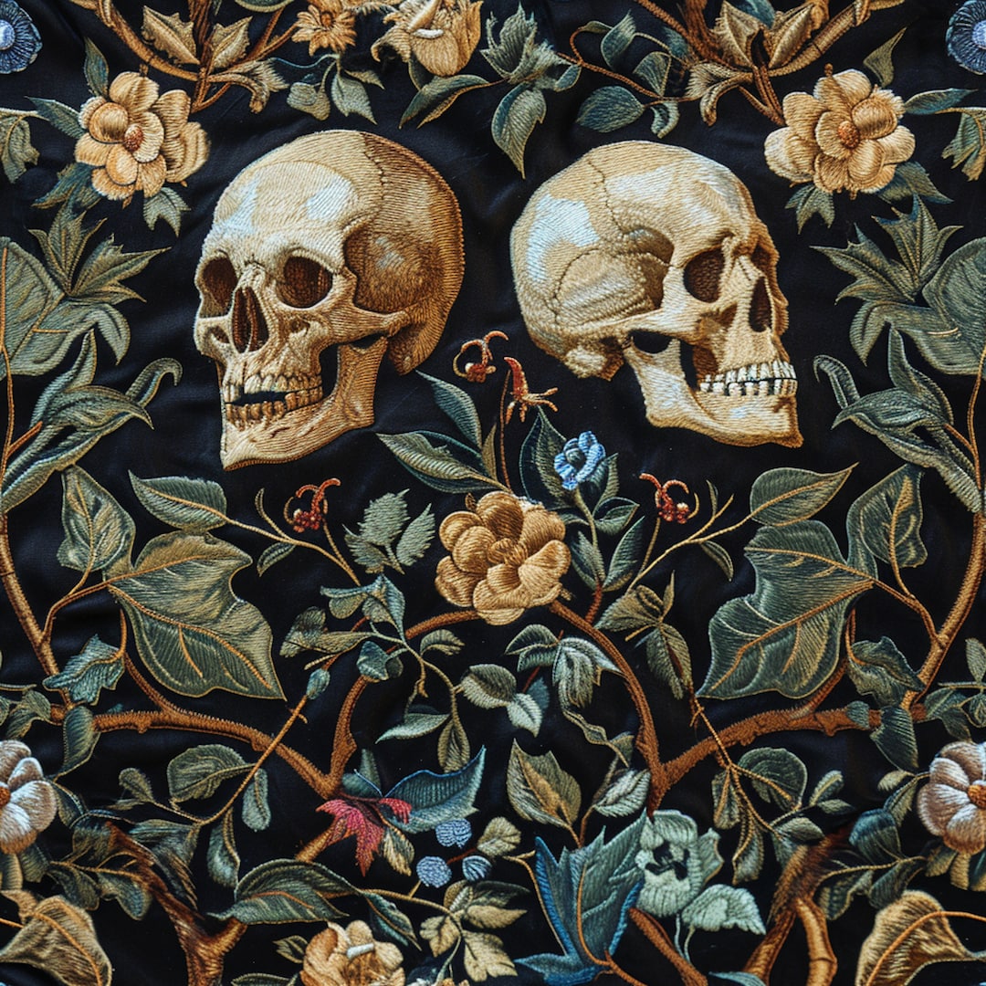 Skull Wallpaper - Dark Funky Wallpaper - William Morris Skull and ...