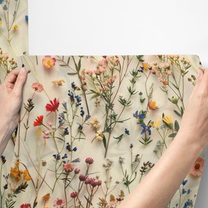 Boho Wildflower Garden Wallpaper, Dried Pressed Wild Flowers ...