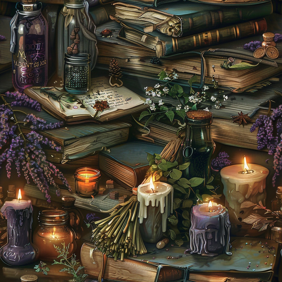 Witch Wallpaper Gothic Vintage Candle Crystal Wicca Funky, Witchcraft ...