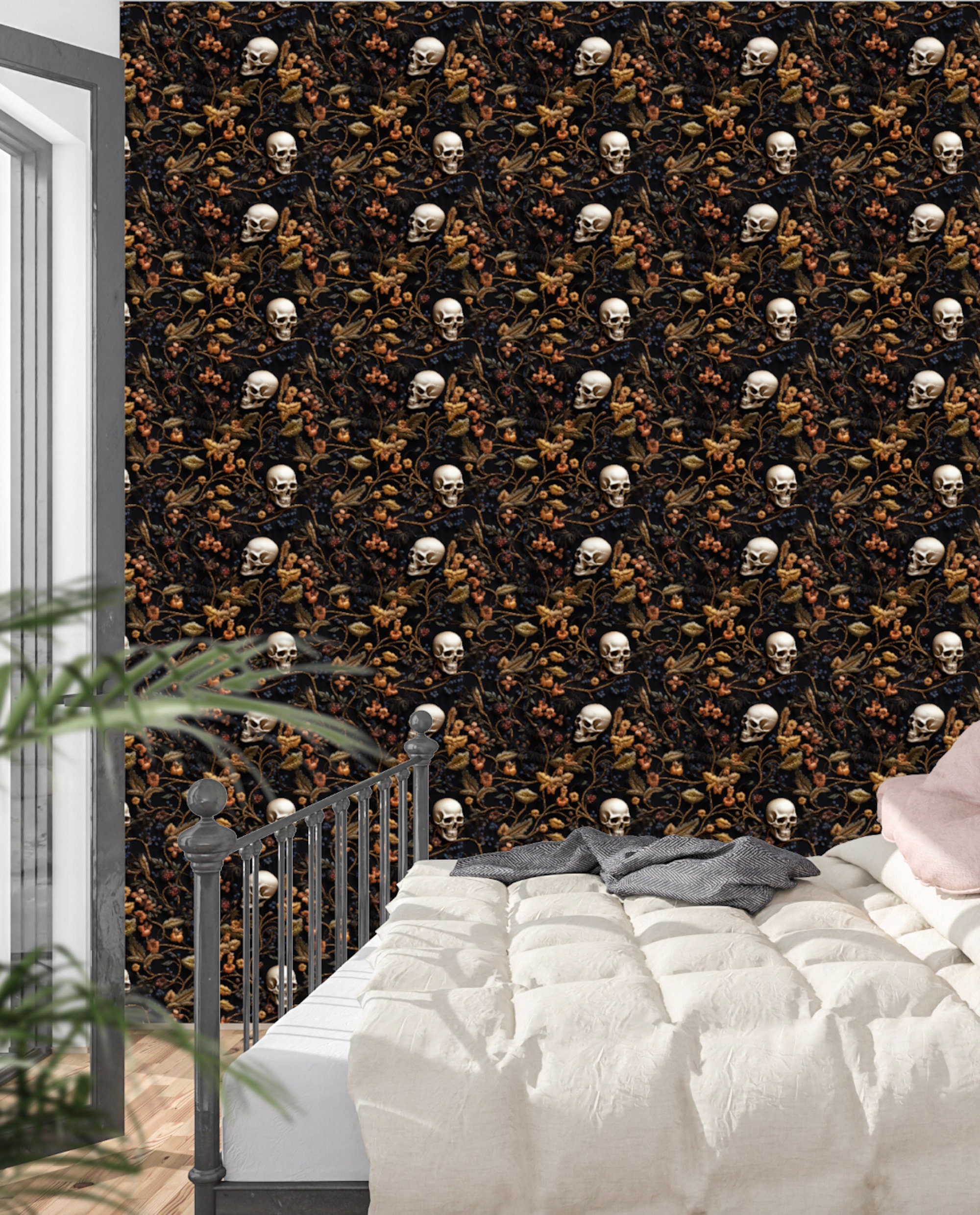 Skull Wallpaper Moody Aesthetic Gothic William Morris Dark Academia and ...