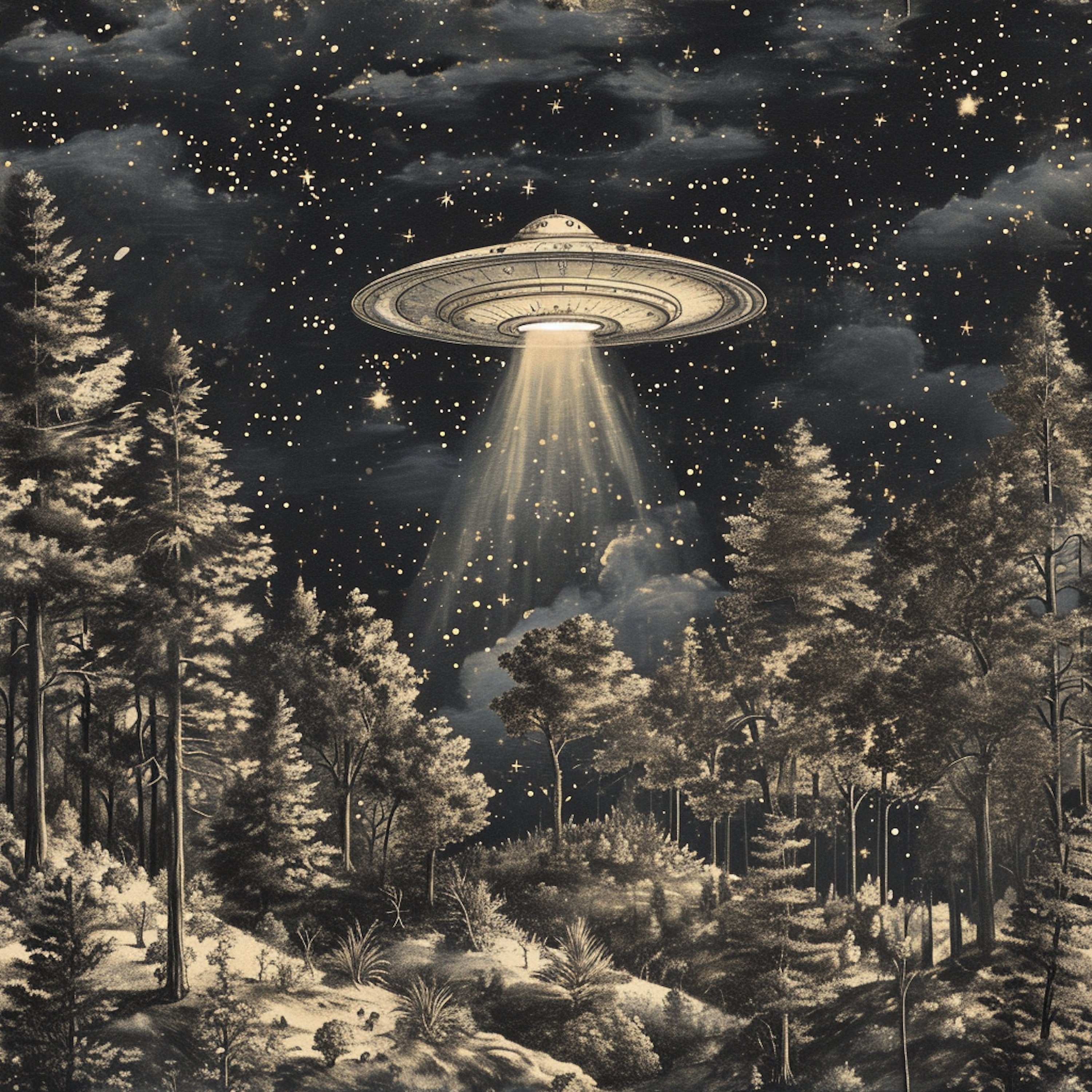 Alien UFO Wallpaper, Night Sky Space Traveller Encounter, Flying Saucer ...