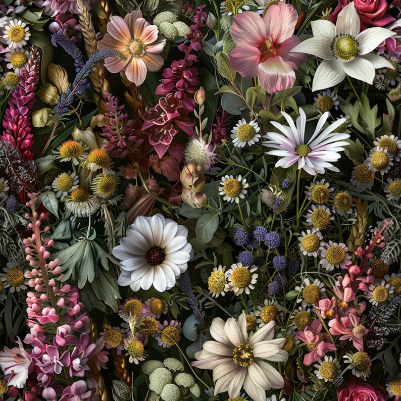 English Garden Flower Wallpaper, Unique Greenery Leaf & Floral ...