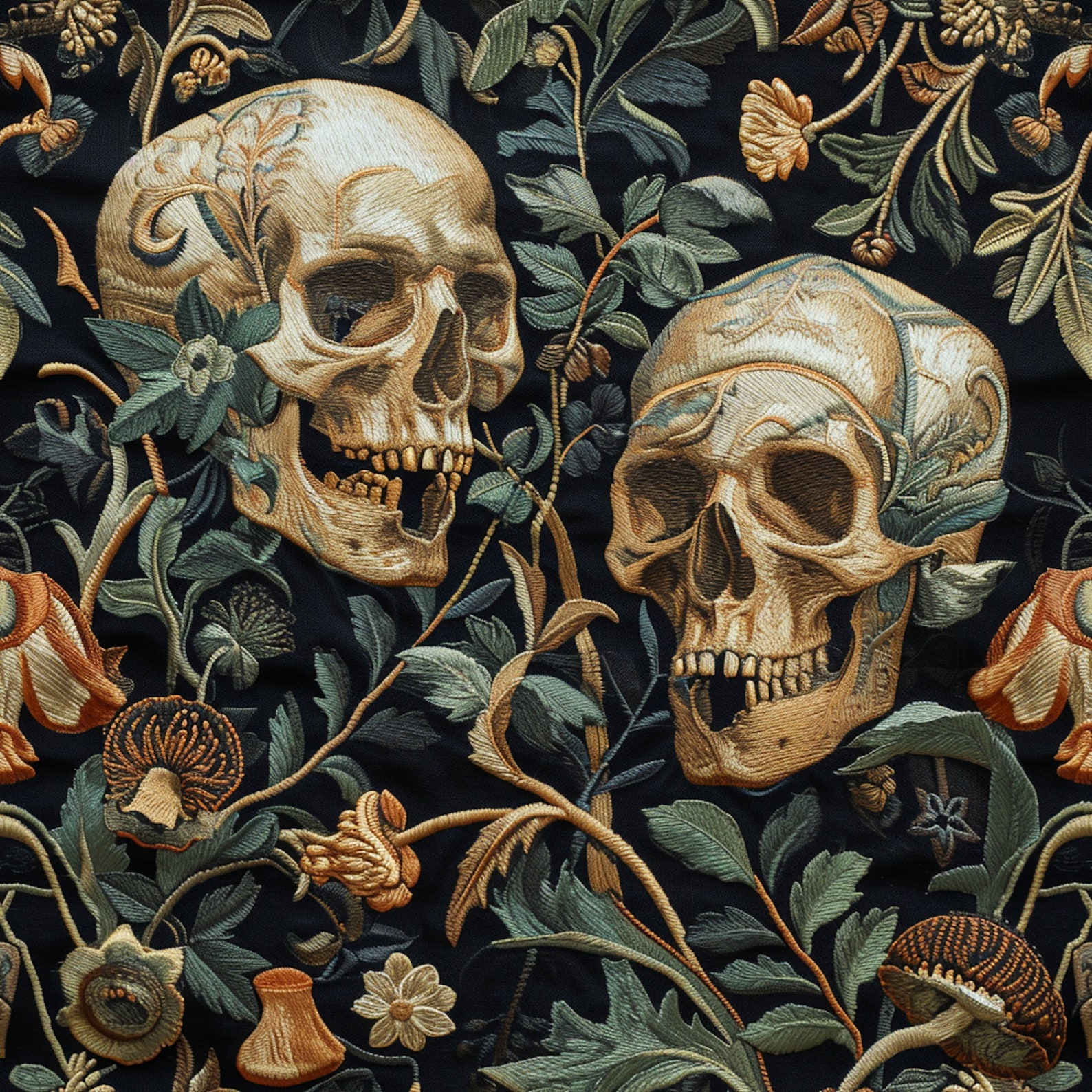 Skull Wallpaper Moody Funky Gothic William Morris Dark Academia and ...