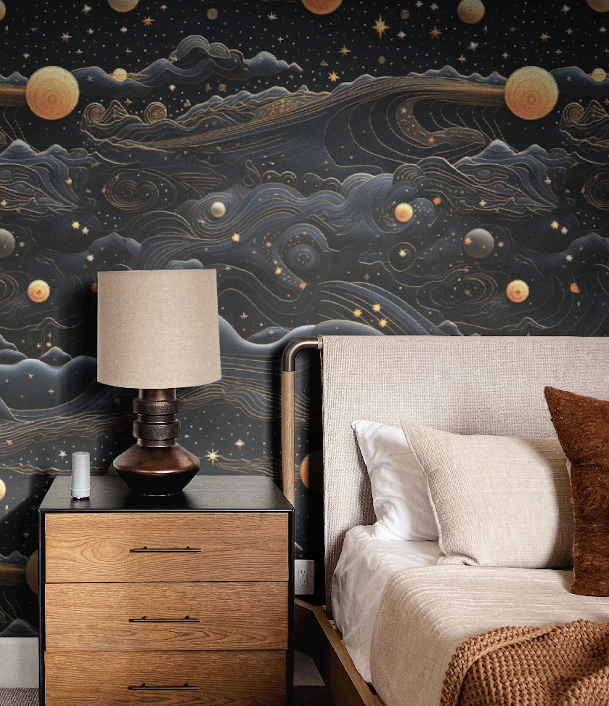 Vintage Star Space Wallpaper, Planets Galaxy Astrological Chart ...