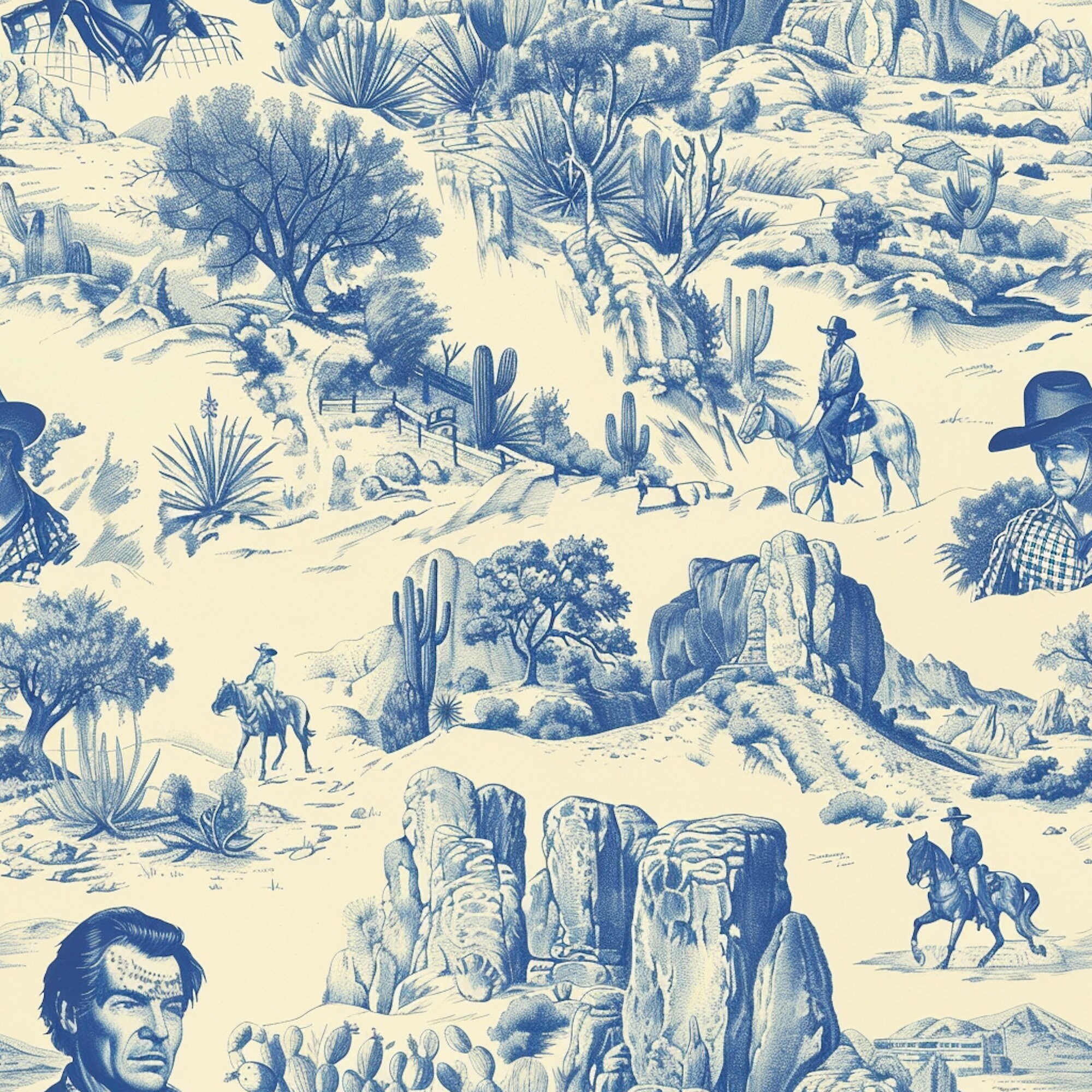 Western Cowboy Country Wallpaper, Wild West Funky Vintage Design, Boho ...