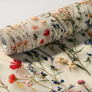 Boho Wildflower Garden Wallpaper, Dried Pressed Wild Flowers ...
