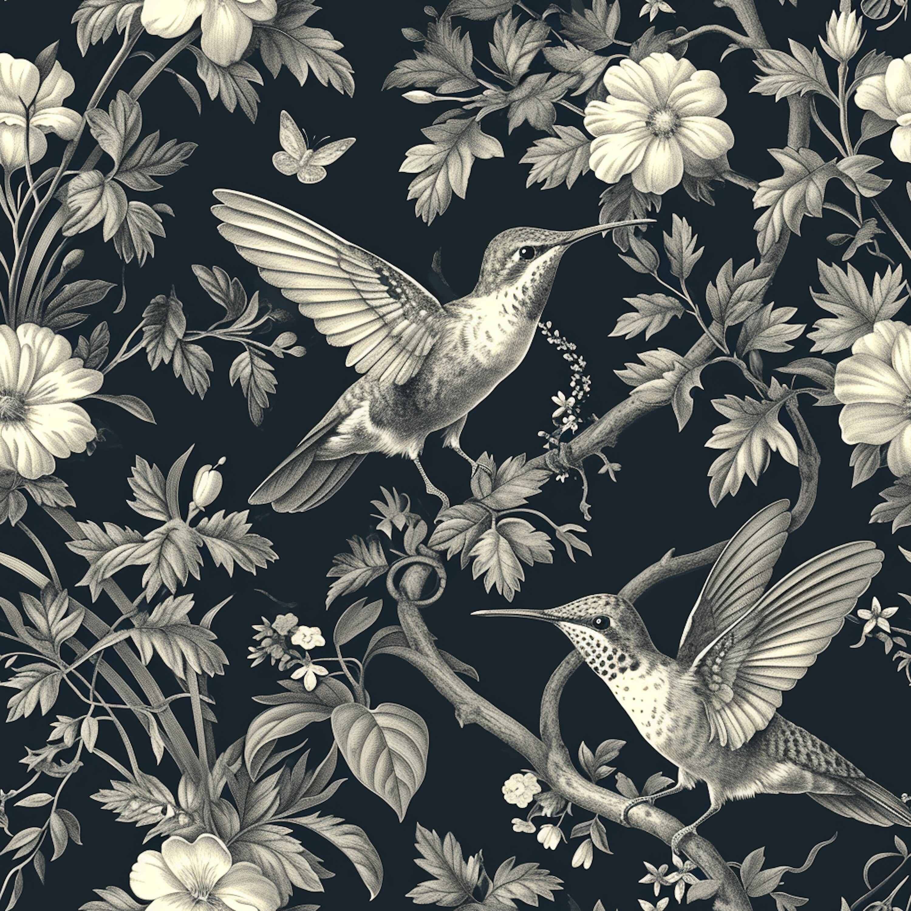 Humming Bird Wallpaper, Hummingbird Cottage Core Botanical Garden Funky ...
