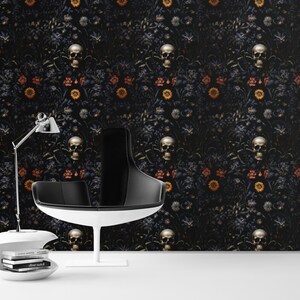 Skull Wallpaper - Dark Funky Wallpaper - William Morris Skull and ...