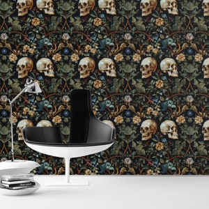 Skull Wallpaper - Dark Funky Wallpaper - William Morris Skull and ...