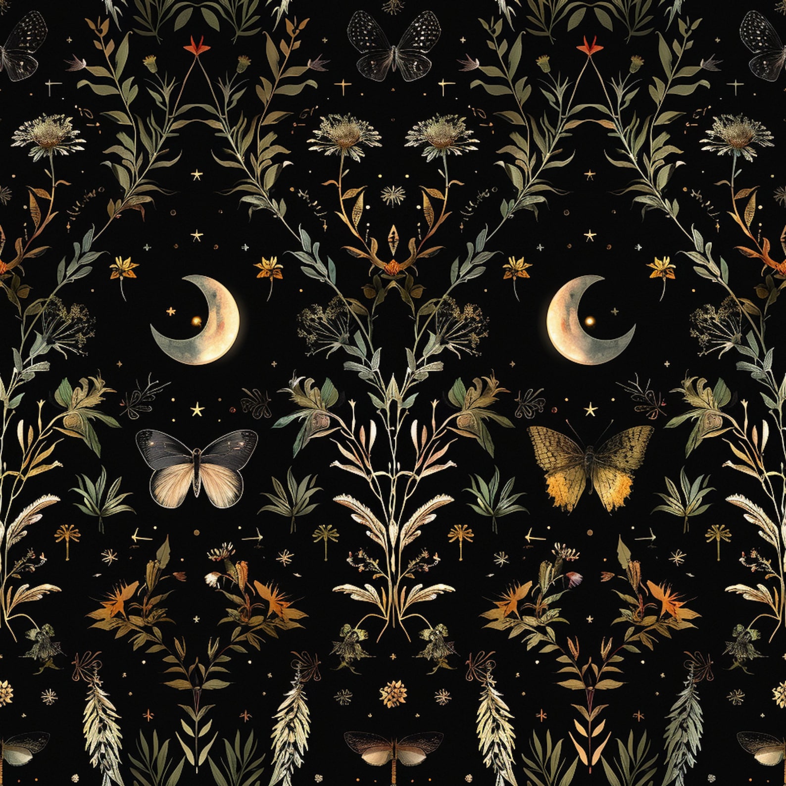 Witch Wallpaper Witchy Magic Candle Potion Crystal Herb & Gothic Wicca ...