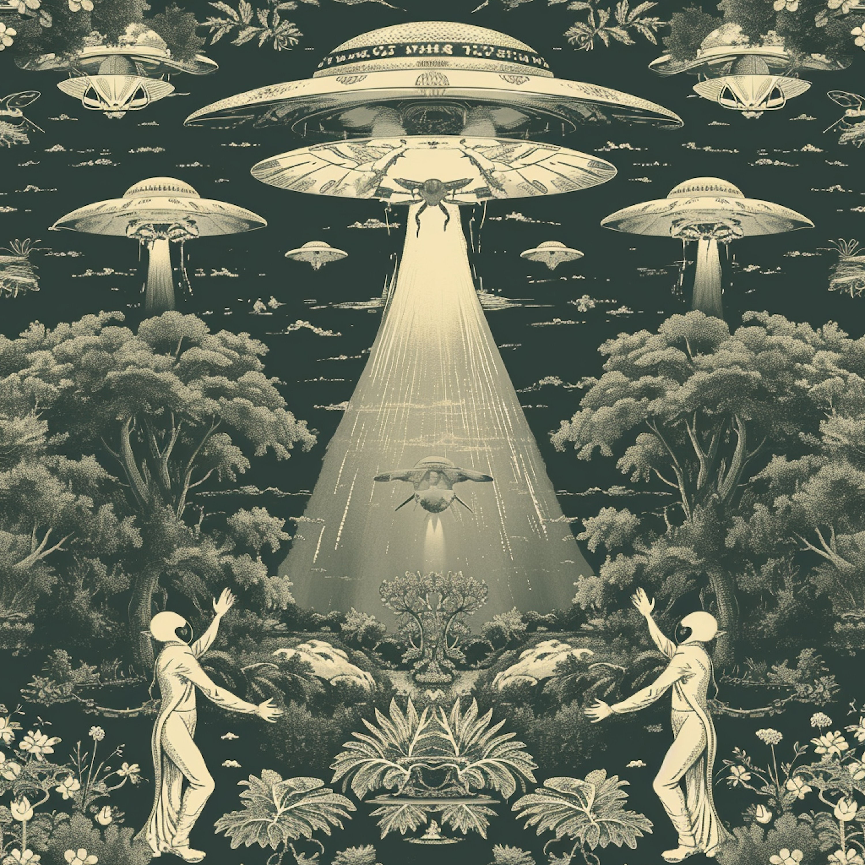 Alien UFO Wallpaper, Night Sky Space Traveller Encounter, Flying Saucer ...