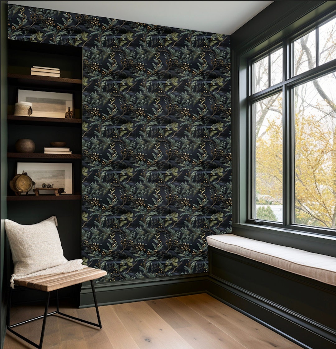 Botany Wallpaper Dark Juniper Forest Funky - William Morris, Moody ...