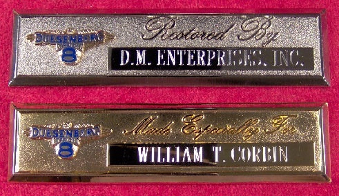 DUESENBERG - Custom Engraved Dash Plaque - Etsy