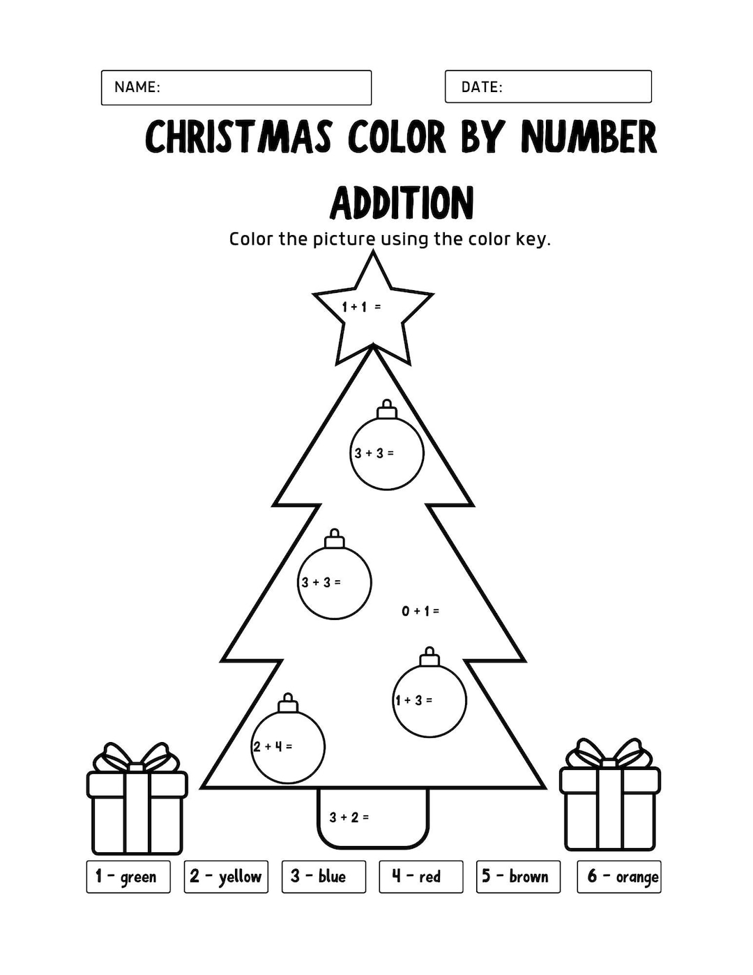 Color by Numbers Addition Worksheet - Christmas - Etsy
