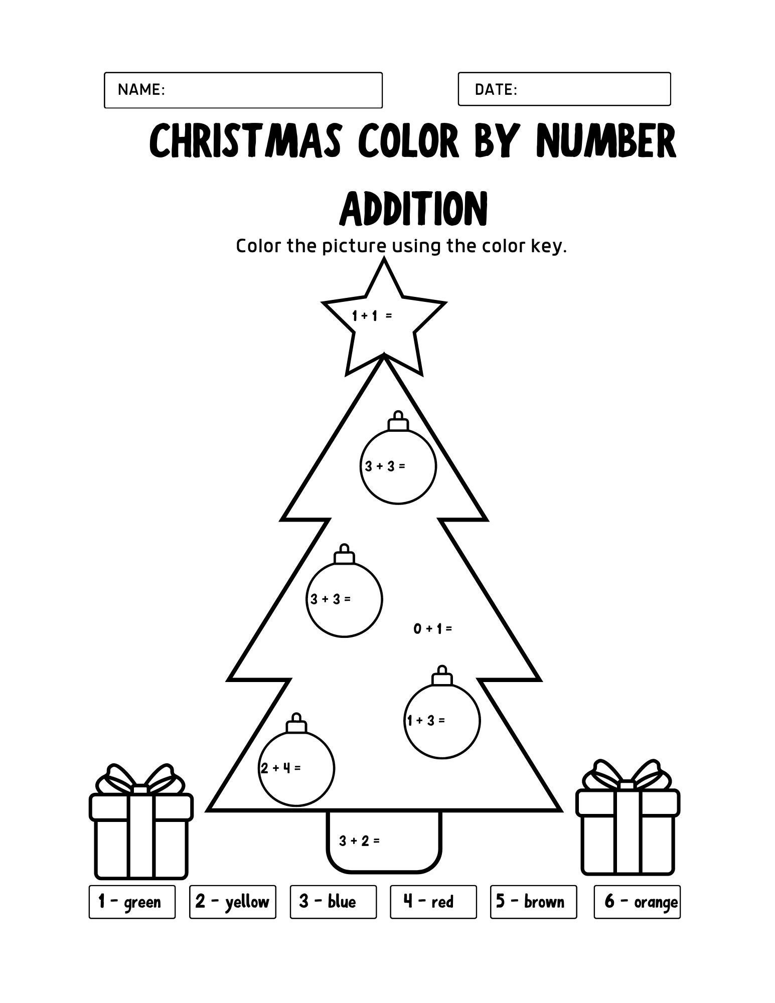Color by Numbers Addition Worksheet - Christmas - Etsy