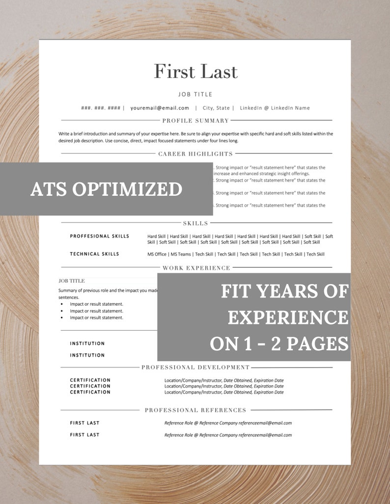 ATS Ready Resume for Mid-senior to Executive Level Applicants - Etsy