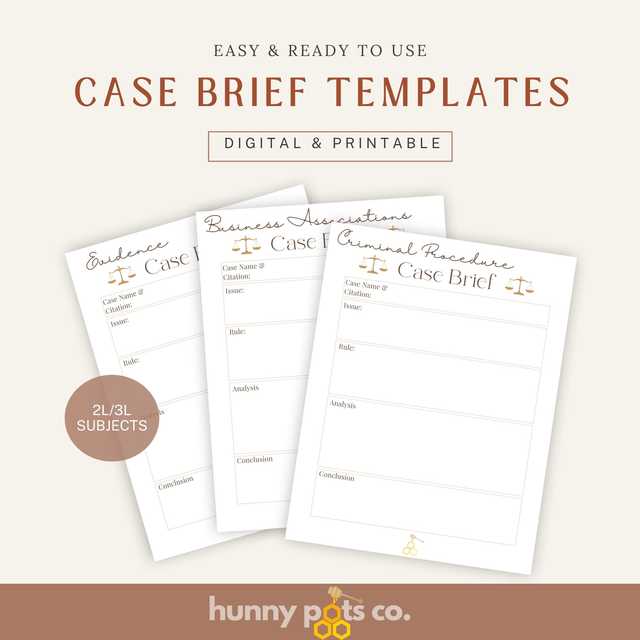 Law School Minimalist | IRAC 2L/3L Case Case Brief Bundle | Law School ...