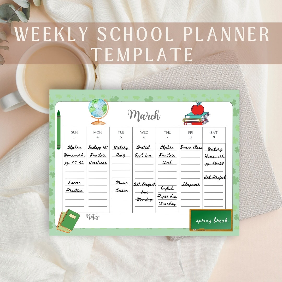 School Weekly Calendar, 2024 Printable Planner, Weekly Planner 2024 ...