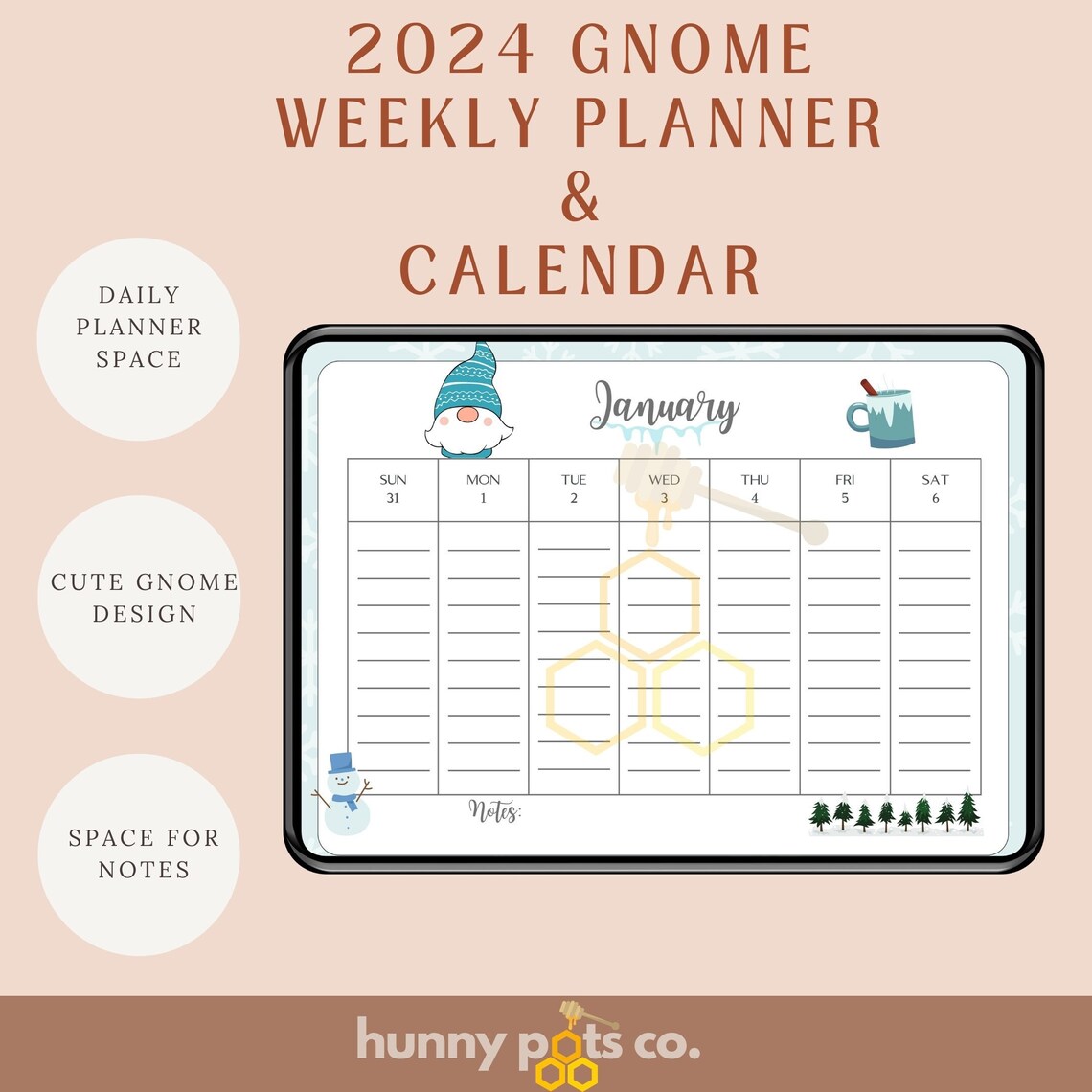 Weekly Calendar Printable 2024 Weekly Digital Planner, Weekly Meal ...