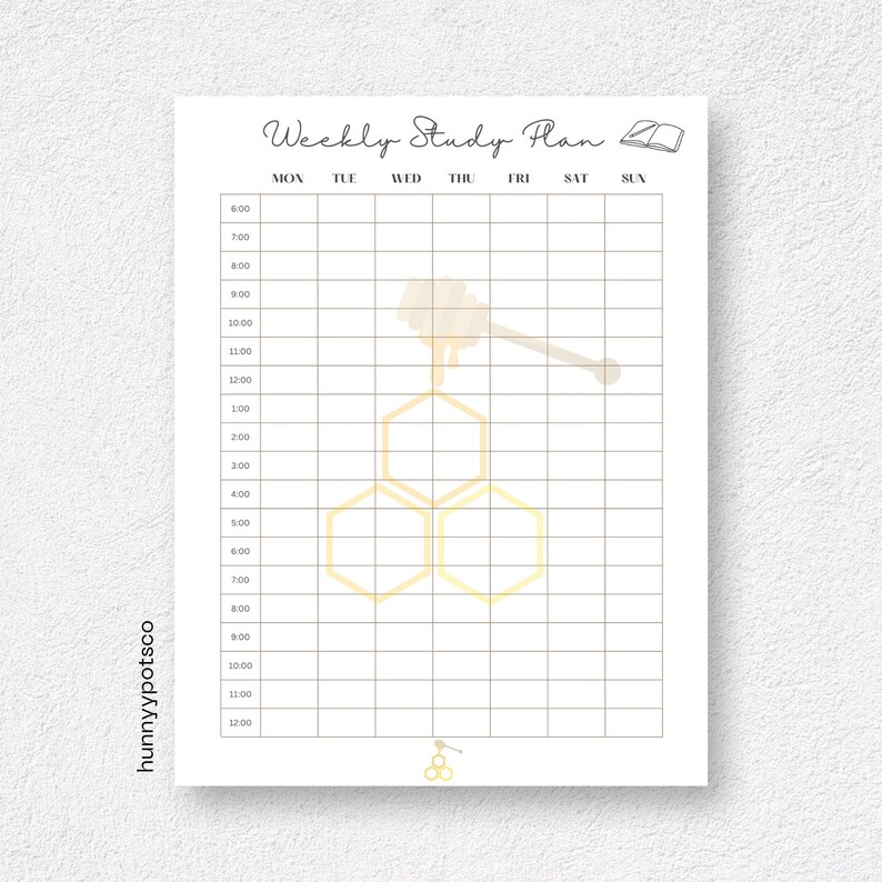 Minimalist Weekly Study Plan | Study Planner | Weekly Study Planner ...